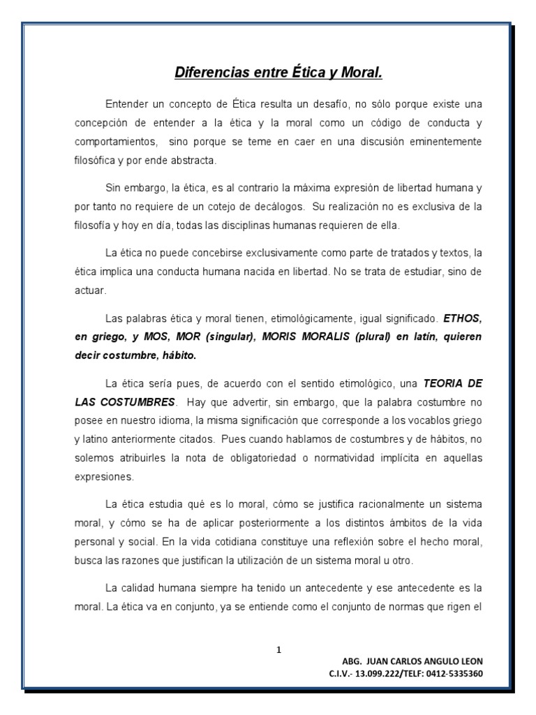 Diferencias Entre Etica y Moral | PDF | Moralidad | Comportamiento