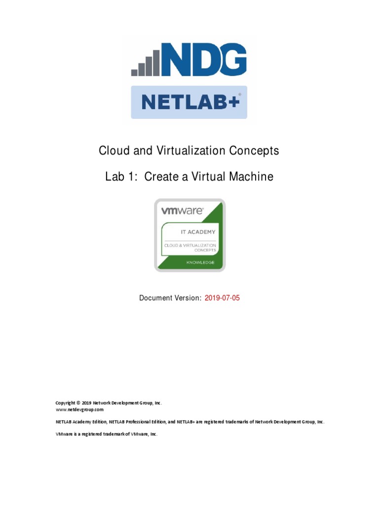 Lab1 CloudVirt Concepts | PDF | Virtualization | Virtual Machine