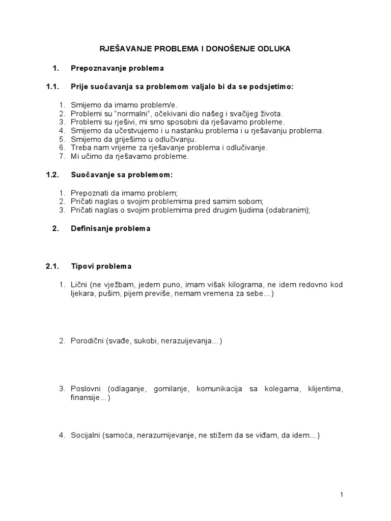 Rješavanje Problema I Donošenje Odluka | PDF