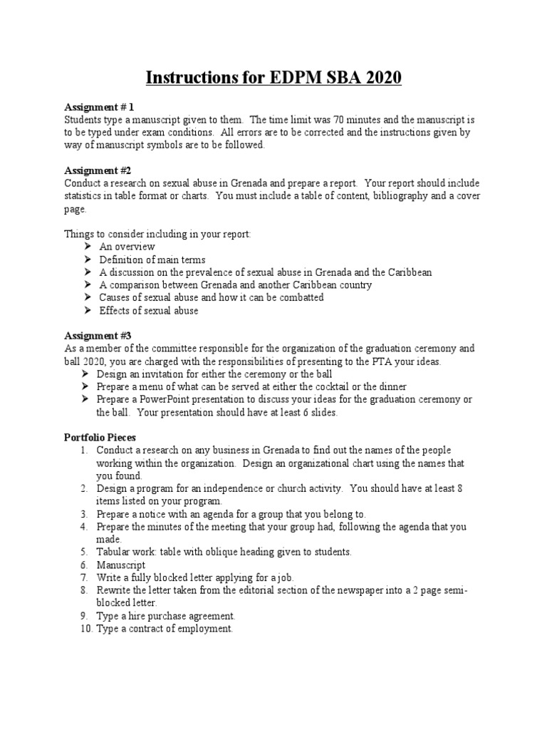 Instructions for EDPM SBA 2020