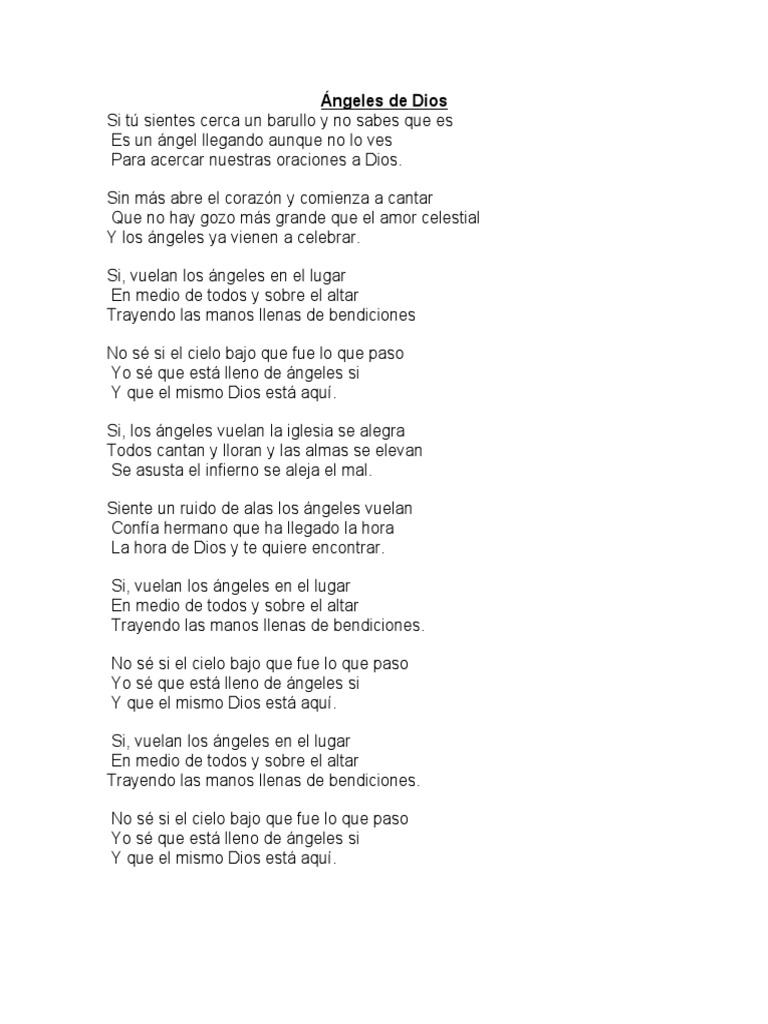 Ángeles de Dios Letra | PDF