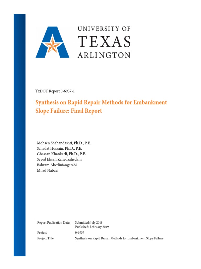 Rapid Repair Embankment Slope Failure - Fhwa report-2019-Texas ...