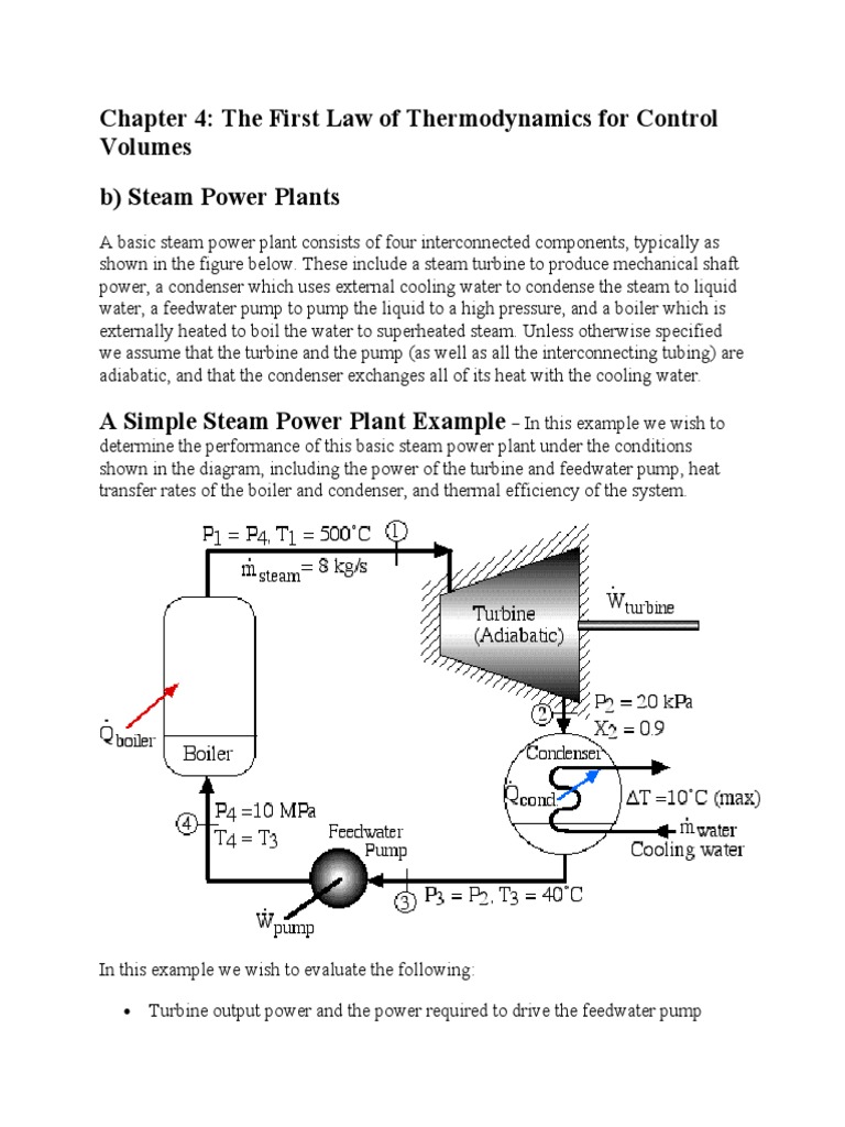 Chapter 4: The First Law of Thermodynamics For Control Volumes B) Steam ...