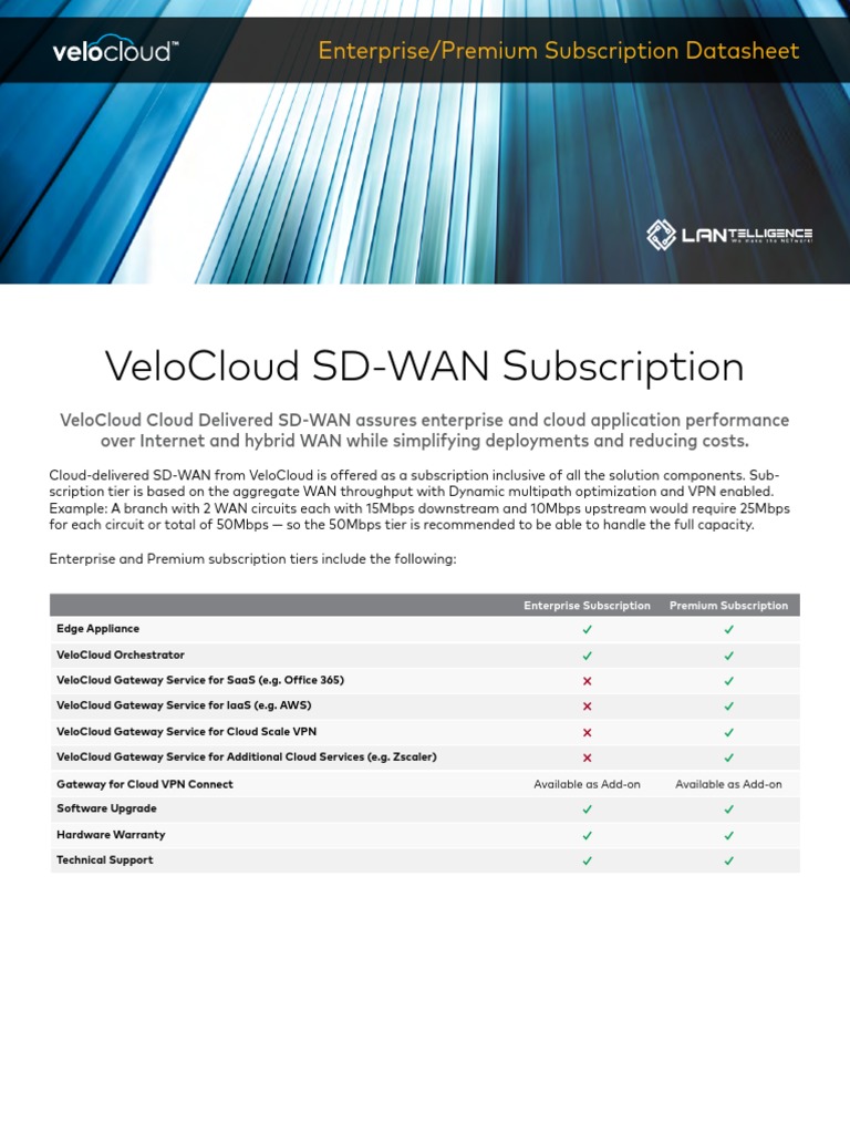 Velocloud Sd-Wan Subscription: Enterprise/Premium Subscription ...