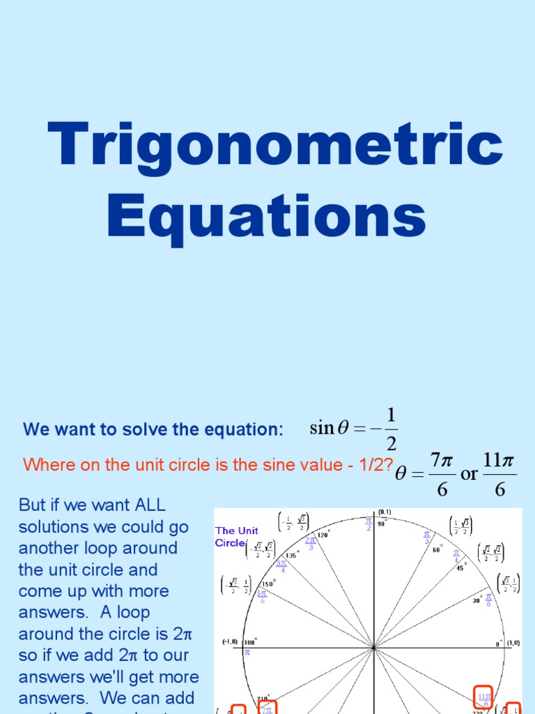 Solving Trigonometric Equations | PDF | Trigonometric Functions | Sine