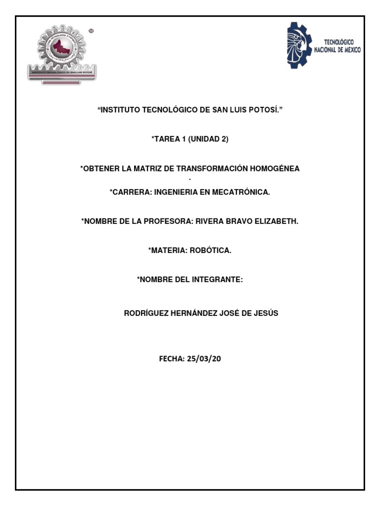 Matriz de Transformación CRS A255 | PDF | Matriz (Matemáticas) | Física ...