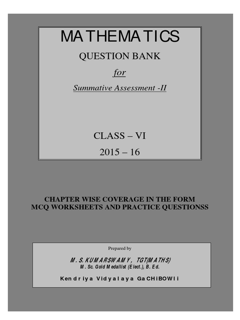 Class 6 Maths Question Bank PDF | PDF | Fraction (Mathematics) | Notation