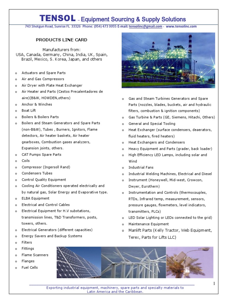 Tensol: Equipment Sourcing & Supply Solutions | PDF | Heat Exchanger ...