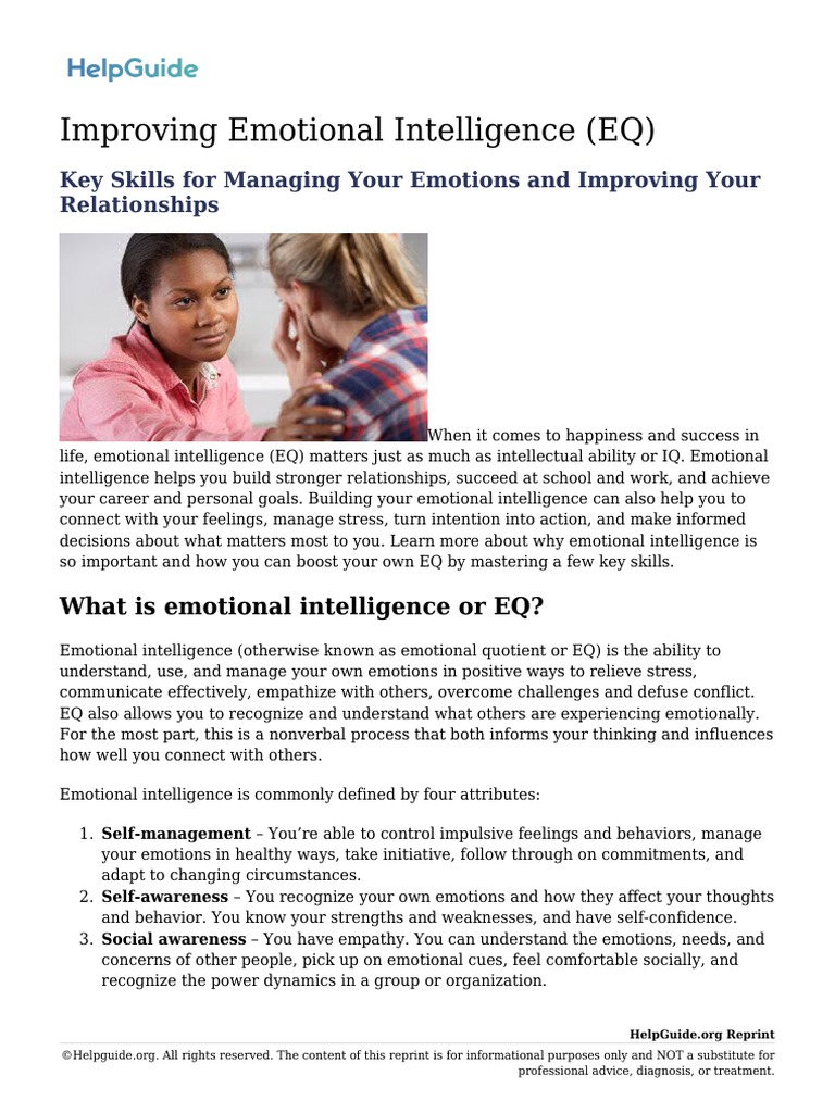 Improving Emotional Intelligence (EQ) | PDF | Emotional Intelligence ...