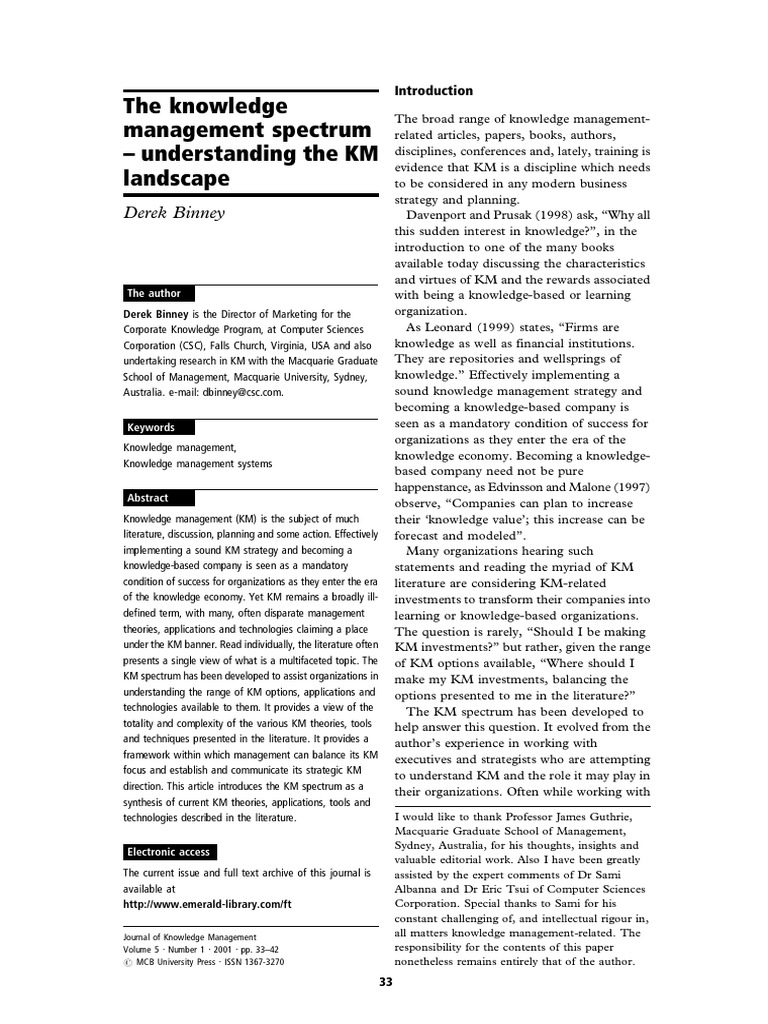 The Knowledge Management Spectrum - Understanding The KM Landscape PDF ...
