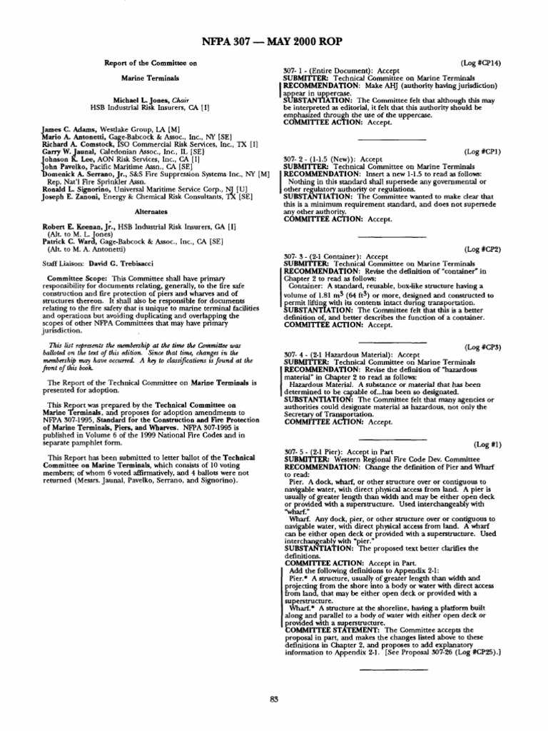 NFPA 307 Marine Terminal Fire Safety Report | PDF | Fire Sprinkler ...