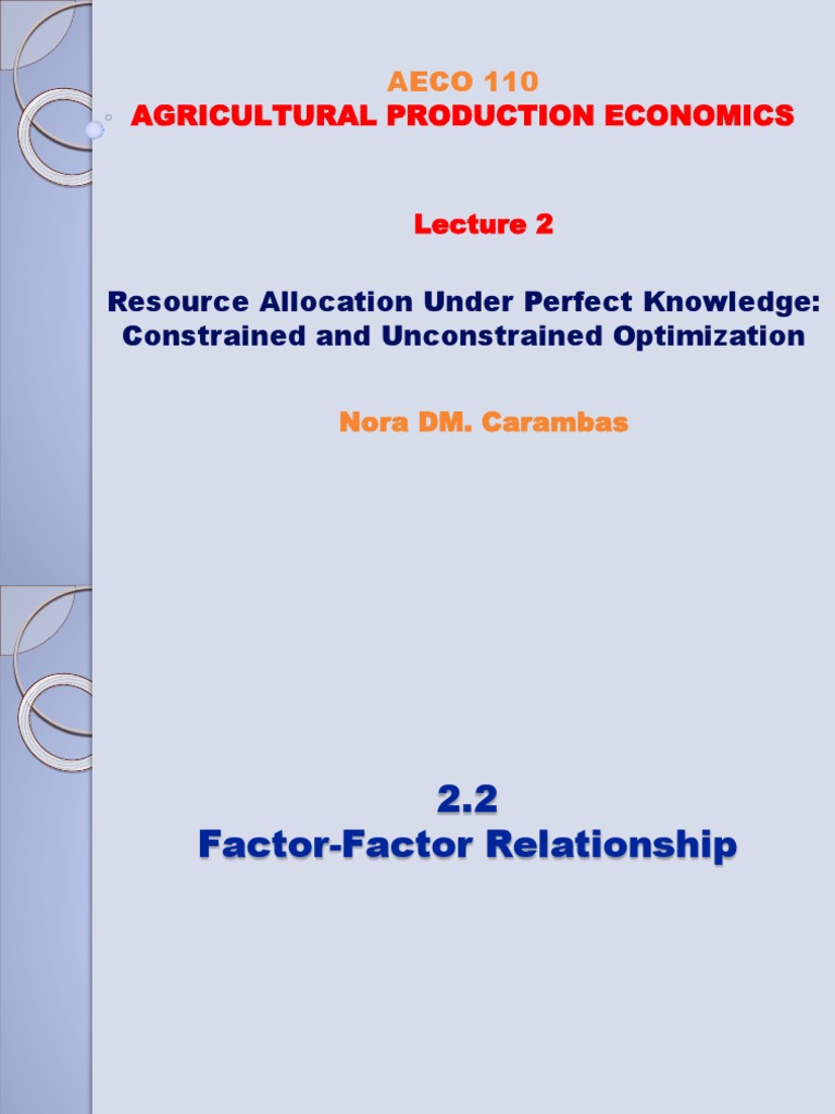 Agricultural Production Economics: AECO 110 | PDF | Leasehold Estate ...