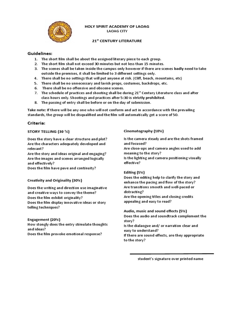 Short Film Guidelines | PDF