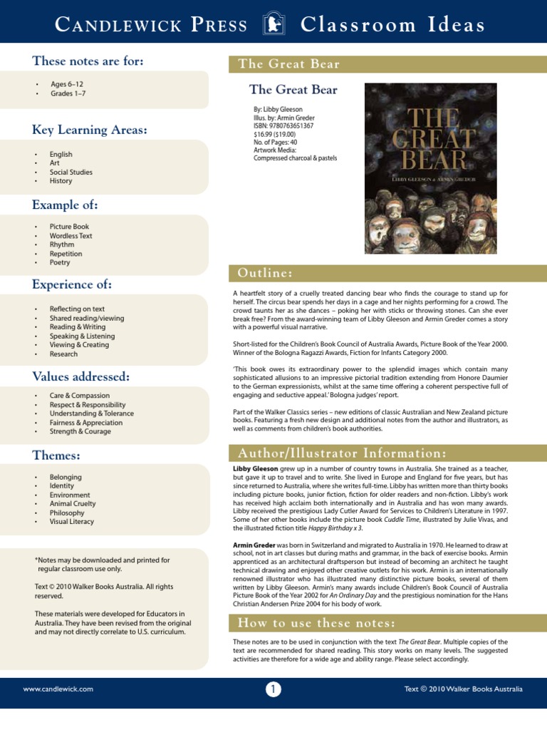 The Great Bear by Libby Gleeson Classroom Ideas | PDF | Books | Dream