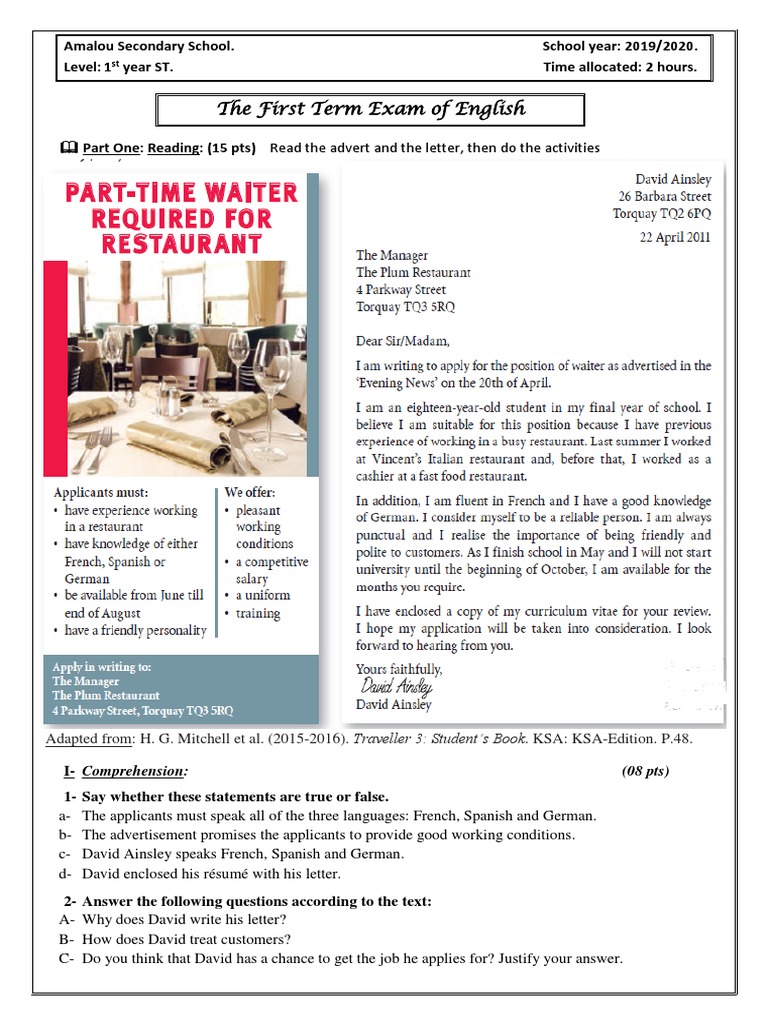 1st Exam 1ST - Copie | Download Free PDF | Cognitive Science | Linguistics