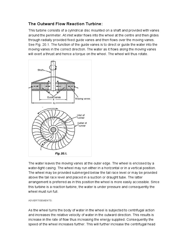 The Outward Flow Reaction Turbine | PDF | Turbine | Velocity