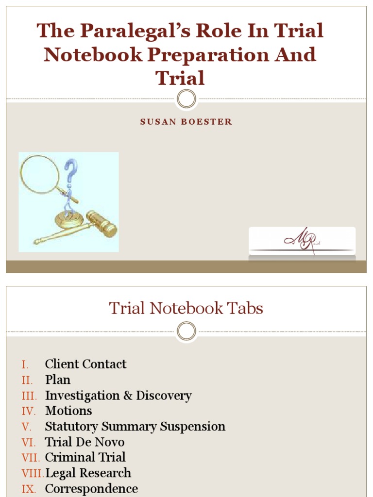 Trial Notebook Tabs PDF | PDF | Voir Dire | Criminal Procedure