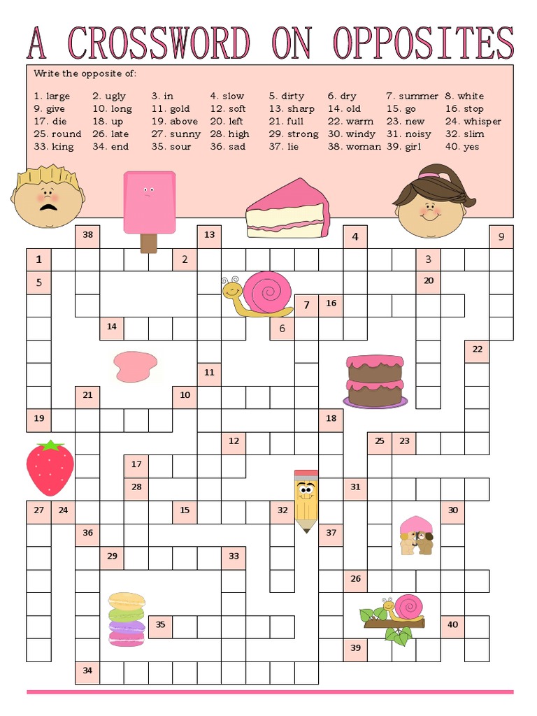 Antonyms Crossword Puzzle | PDF