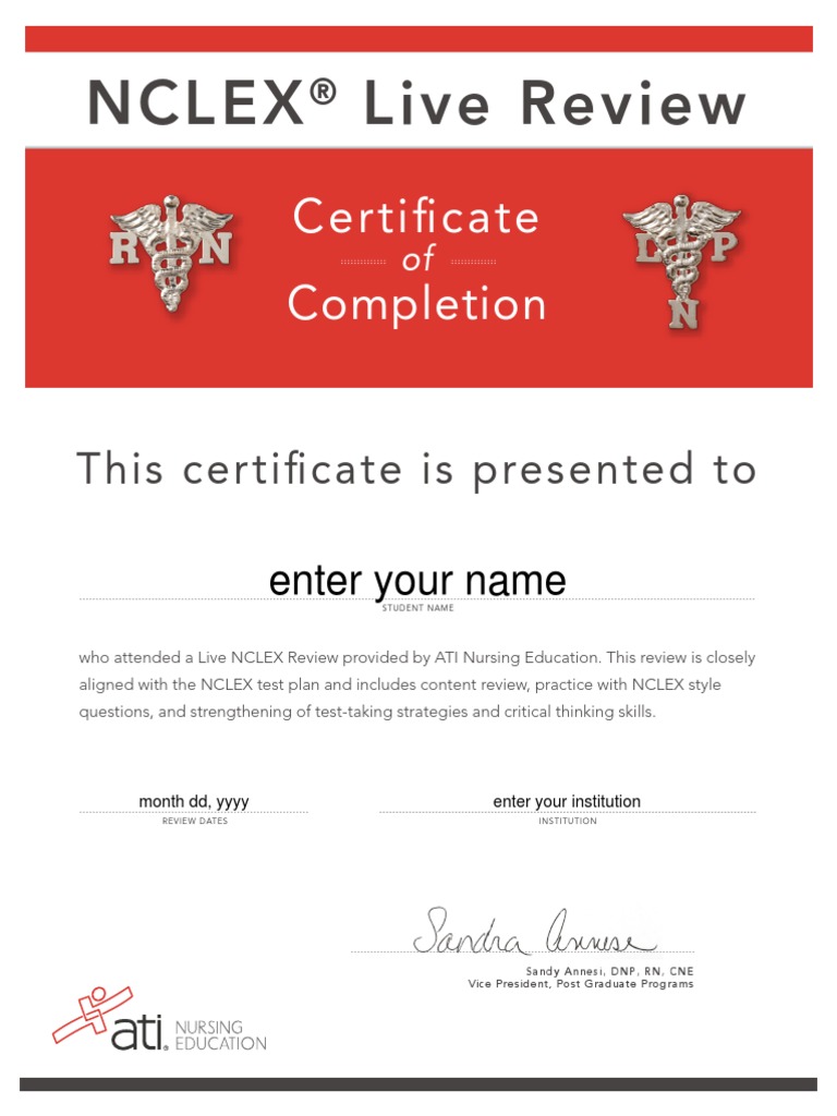 Nclex Live Review: Certificate Completion | PDF
