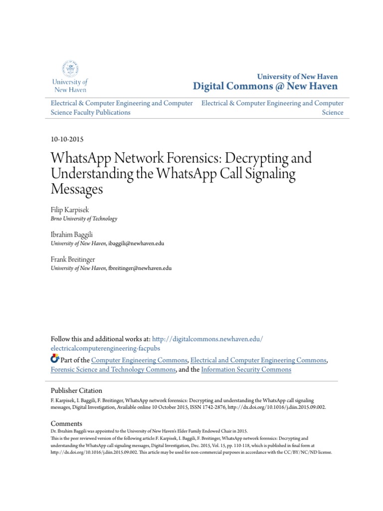 WhatsApp Network Forensics - Decrypting and Understanding The What PDF ...