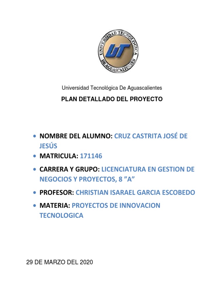 Plan Detallado Del Proyecto PDF | PDF | Patrocinador (Comercial ...
