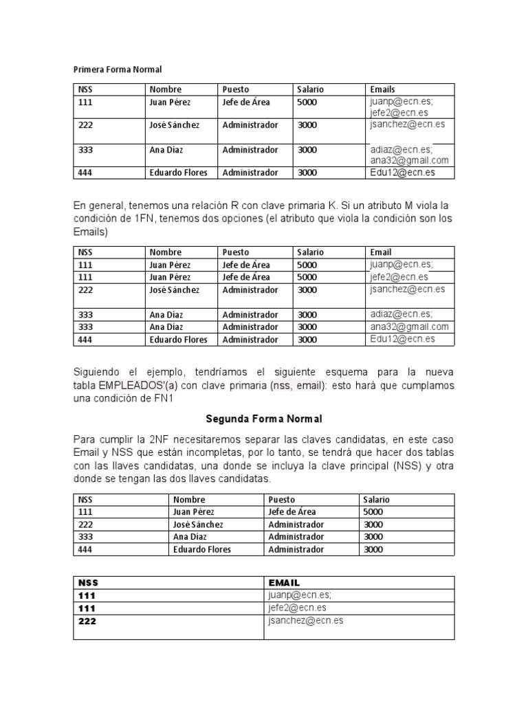 Normalización de tablas para cumplir la Primera, Segunda y Tercera ...