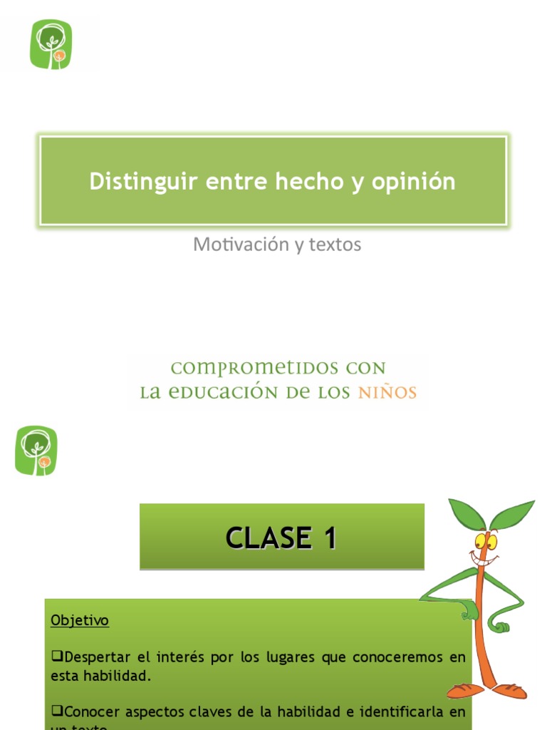 Distinguir Entre Hecho y Opinión | PDF | Comprensión lectora | Plan de ...