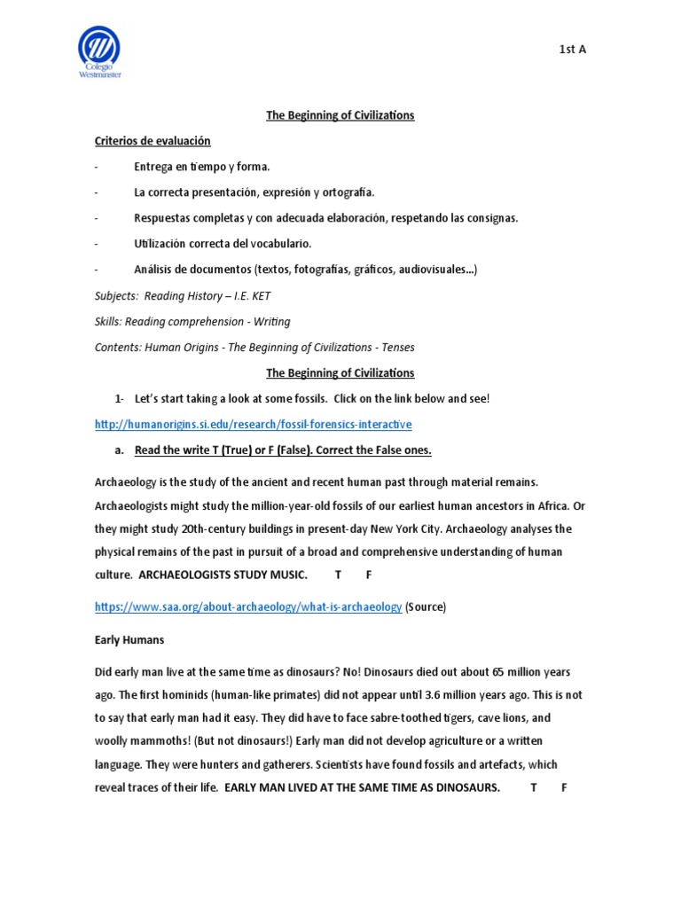 The Beginning of Civilizations - History For Kids | PDF | Hunter ...