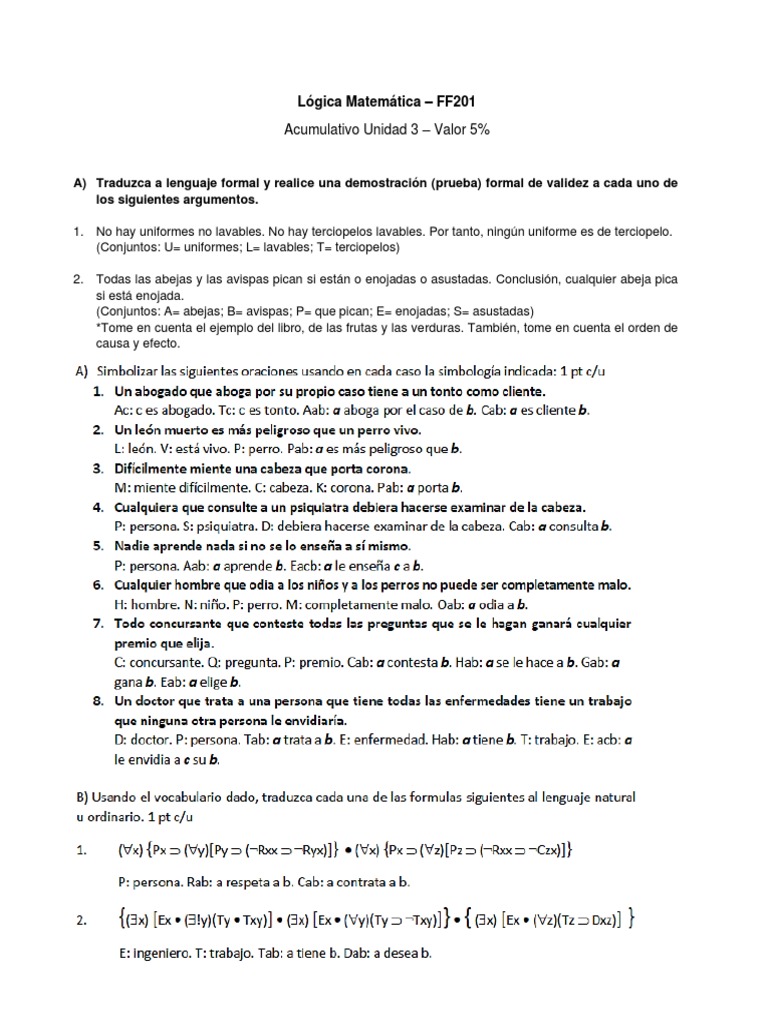 Ejercicios - Lógica Matemática | PDF | Métodos y materiales de enseñanza