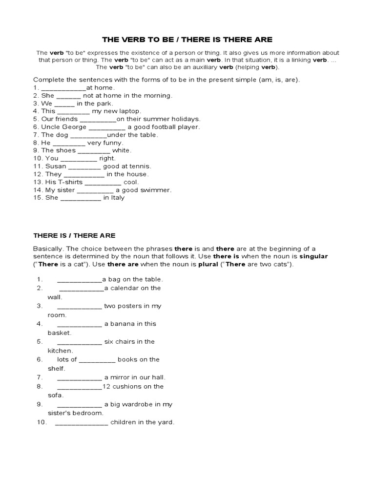 The Verb To Be / There Is There Are | PDF