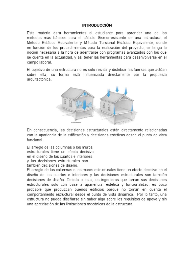 Introducción al método estático equivalente para el cálculo sismorresistente de estructuras ...