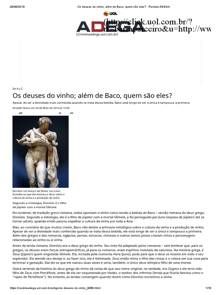 Os Deuses Do Vinho Além de Baco, Quem São Eles - Revista ADEGA | PDF ...