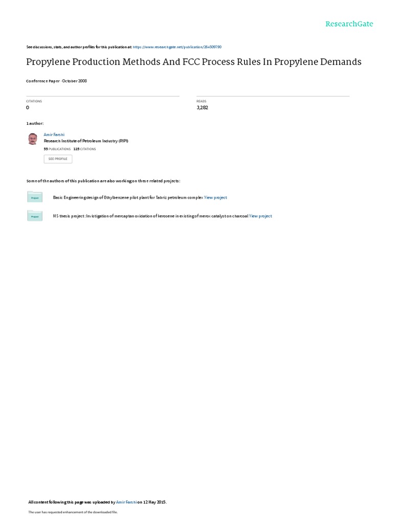 Propylene Production Methods and FCC Process Rules in Propylene Demands ...