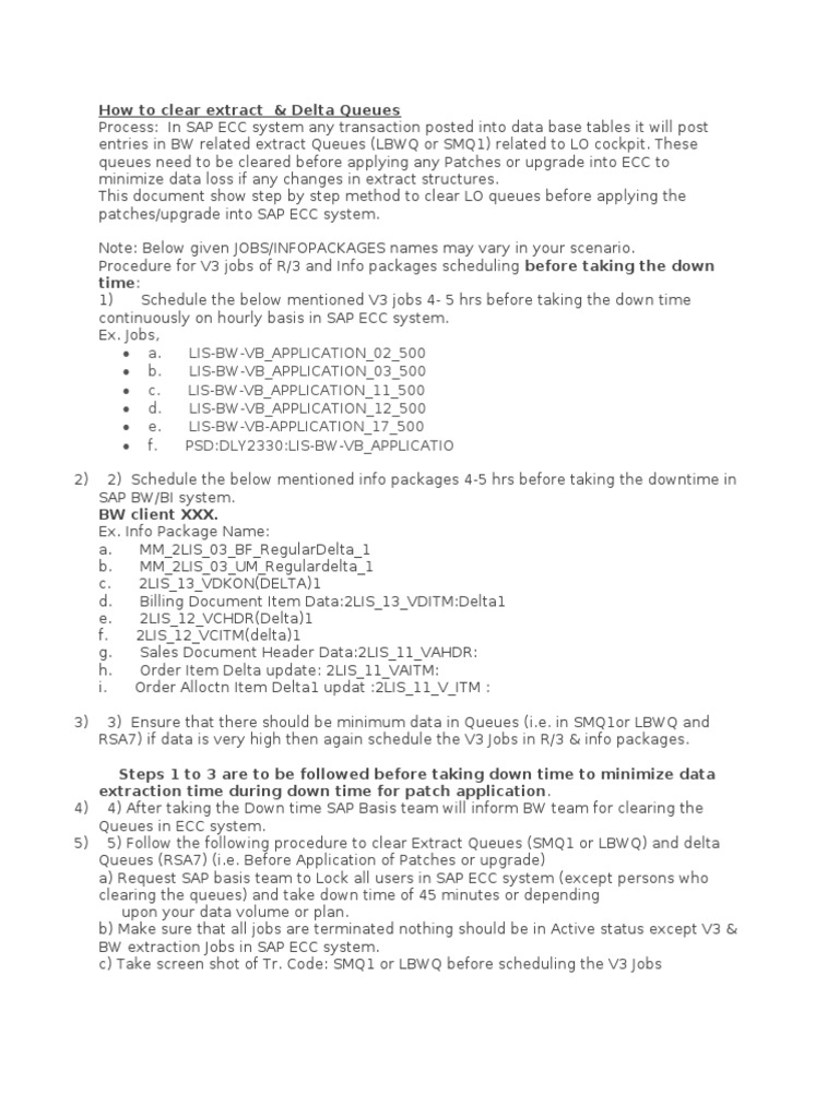 Clearing Delta Queues in SAP ECC | PDF | Error Detection And Correction ...