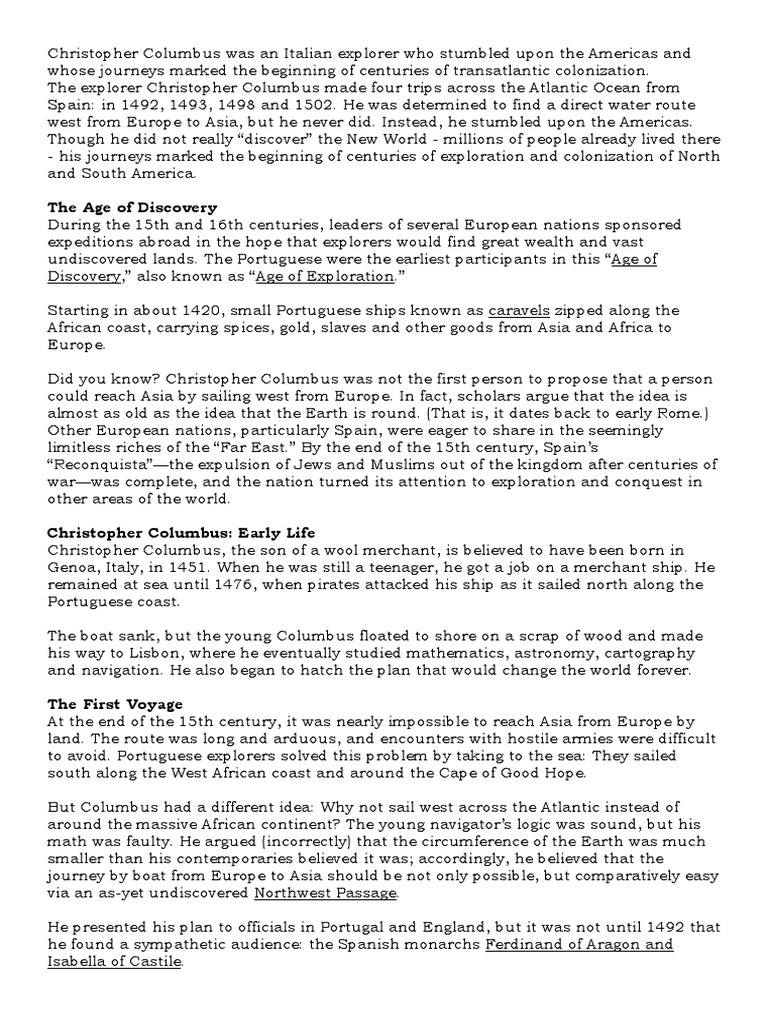 Christopher Columbus PDF | PDF | Christopher Columbus | Age Of Discovery