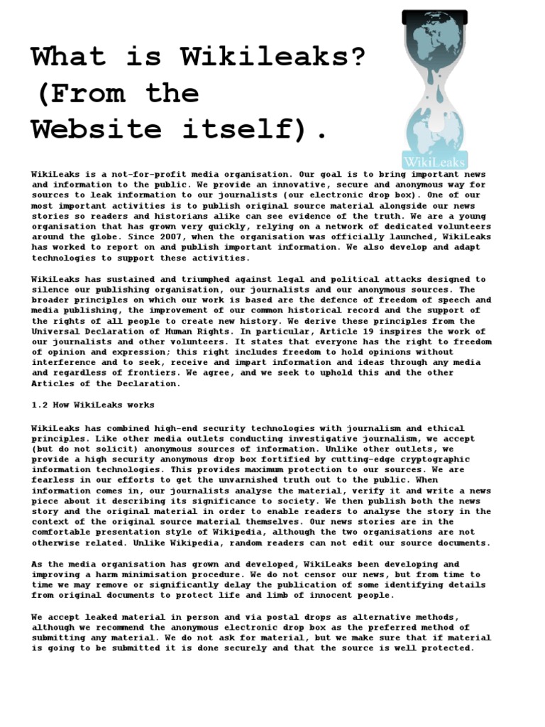 What Is Wikileaks | PDF | Wiki Leaks | Journalism