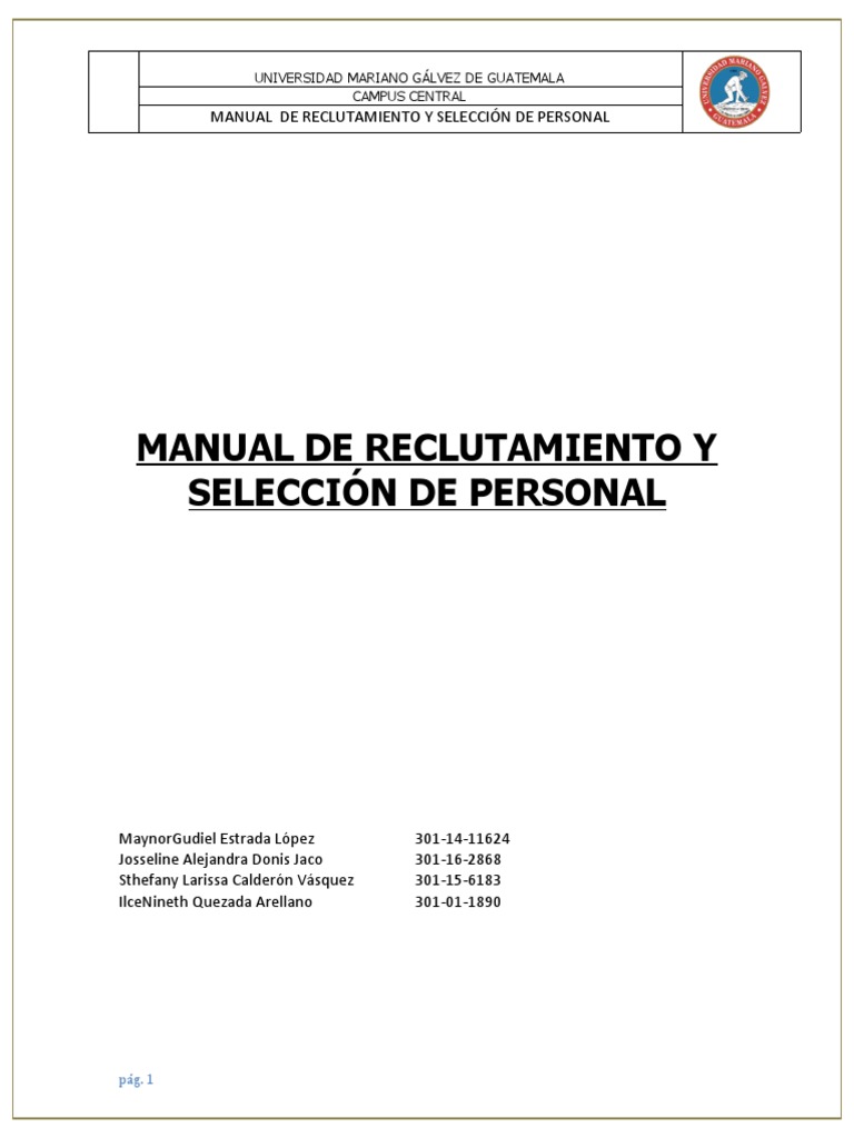 Manual de Reclutamiento y Selección de Personal | PDF | Reclutamiento ...