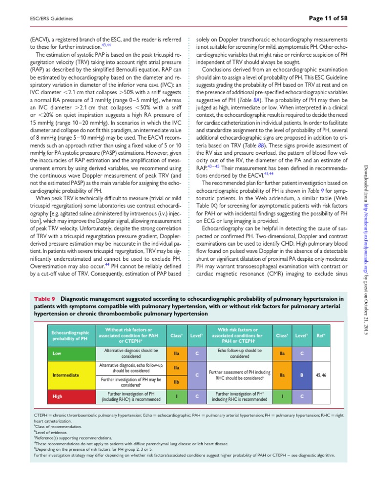 ESC/ERS Guidelines: Page 11 of 58 | PDF | Echocardiography | Ct Scan