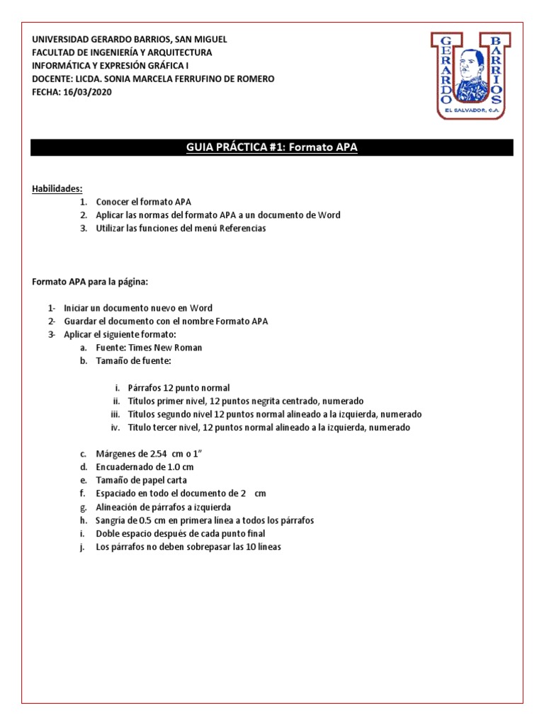 Guía Uno Formato APA 6 Edición PDF | PDF | Asociacion Americana de ...