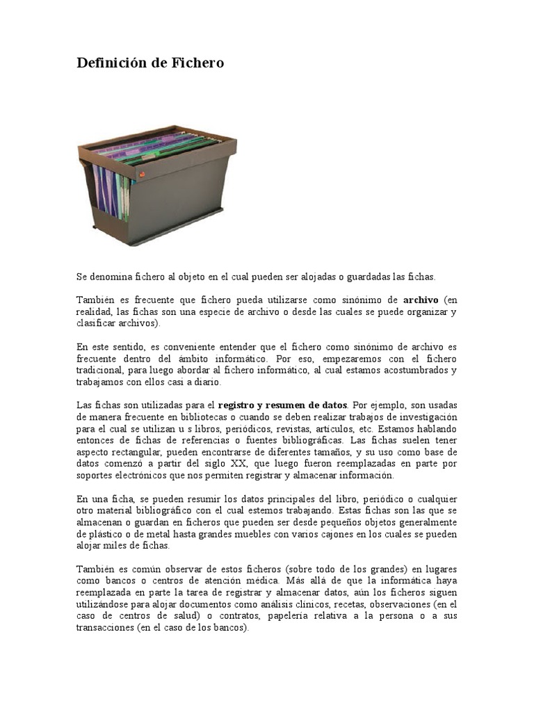Definición de Fichero | PDF | Archivo de computadora | Ciencias de la ...