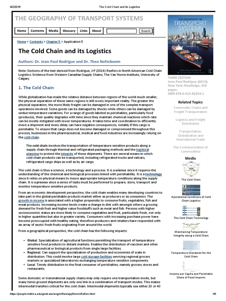 The Cold Chain and Its Logistics | PDF | Refrigeration | Containerization