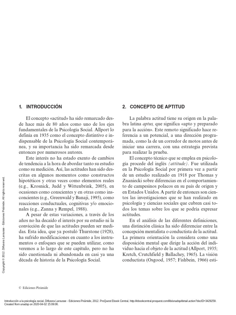 Introducción 2. Concepto DE Aptitud: © Ediciones Pirámide | PDF ...
