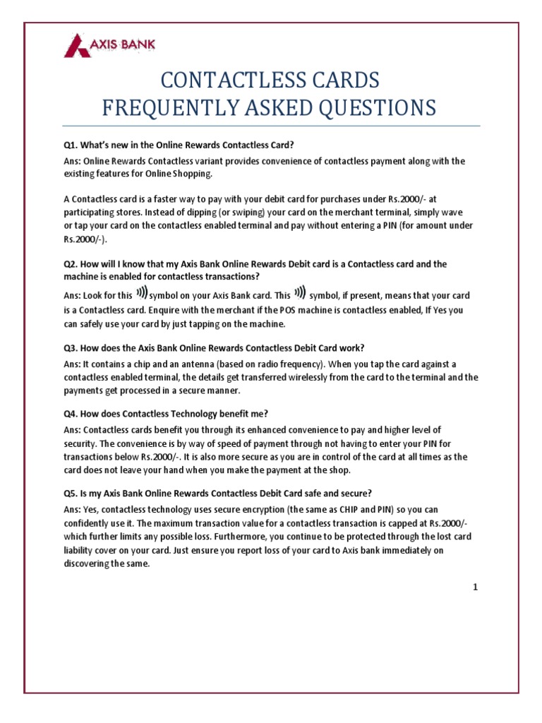 Contactless Cards Frequently Asked Questions | PDF | Emv | Debit Card