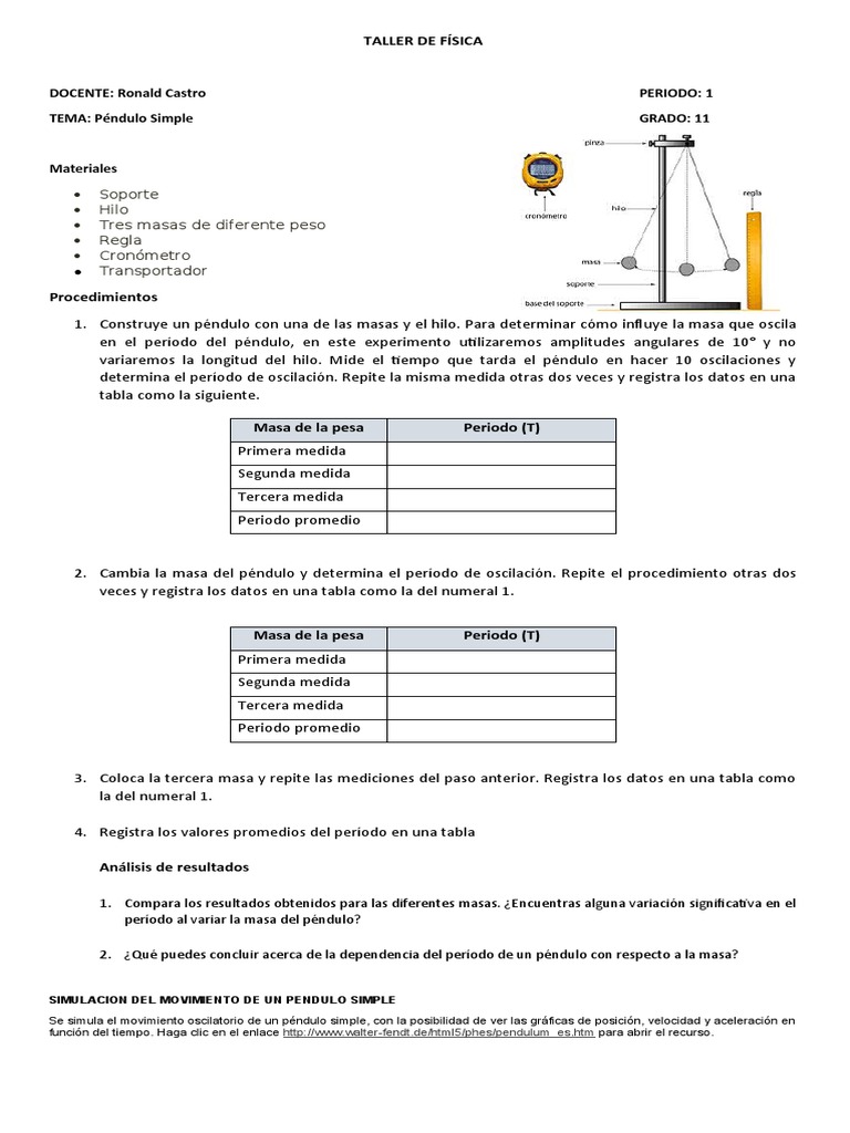 Laboratorio Pendulo Simple | PDF