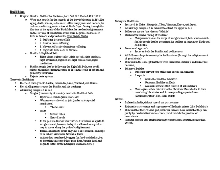 Buddhism: Origins and Branches | PDF | Gautama Buddha | Noble Eightfold ...