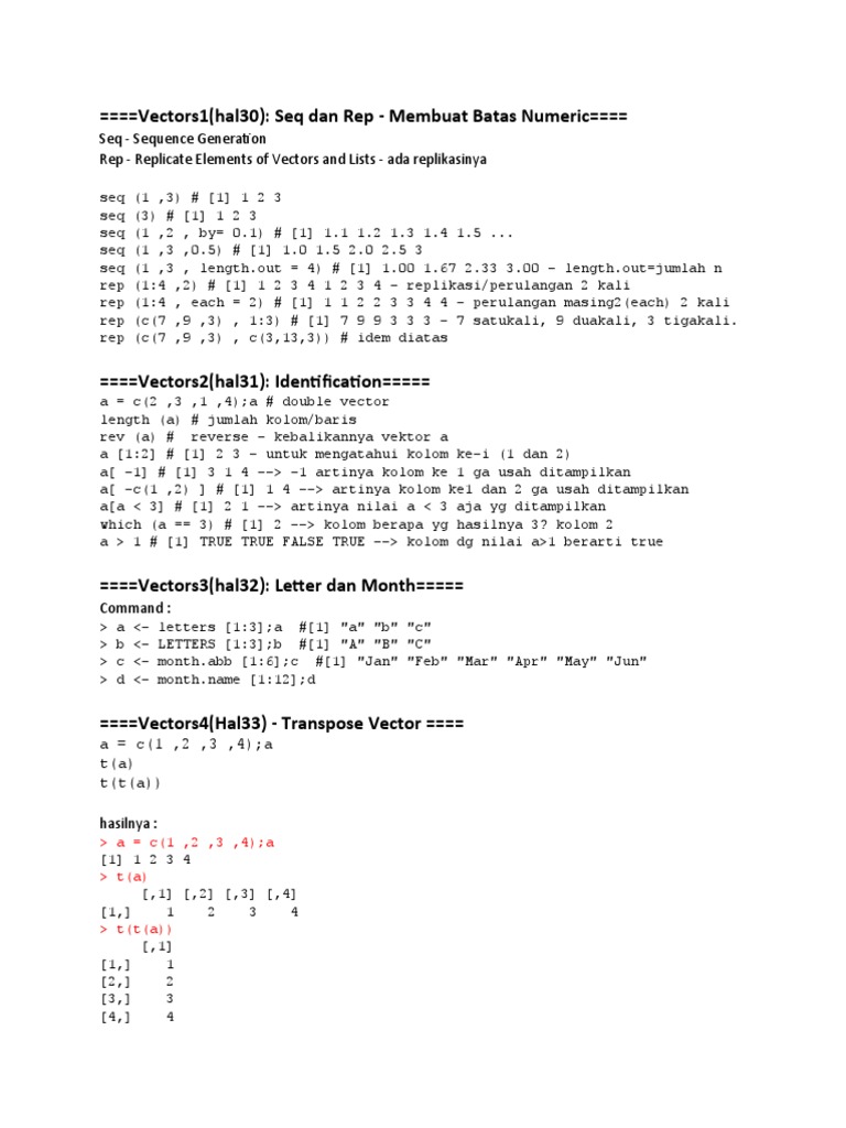 Vectors1 (Hal30) : Seq Dan Rep - Membuat Batas Numeric | PDF