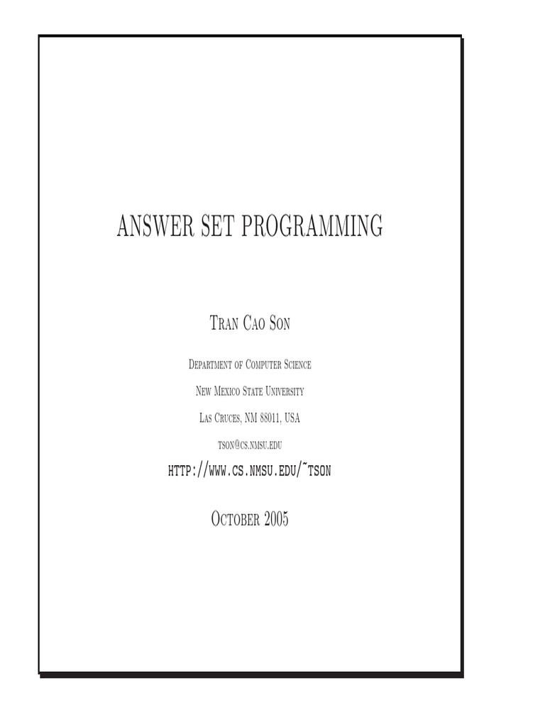 An Introduction to Answer Set Programming | PDF | Interpretation (Logic ...