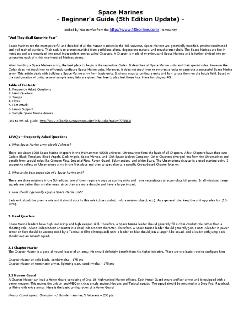 Warhammer 40k Space Marines Beginner's Guide | PDF | Tanks | Space ...
