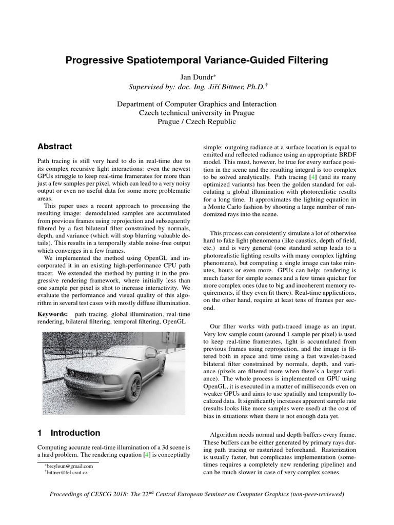 Progressive Spatiotemporal Variance-Guided Filtering | PDF | Rendering (Computer Graphics ...