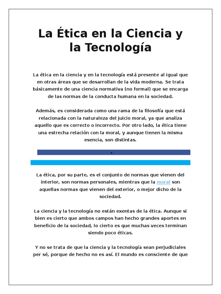 La Ética en La Ciencia y La Tecnología | PDF